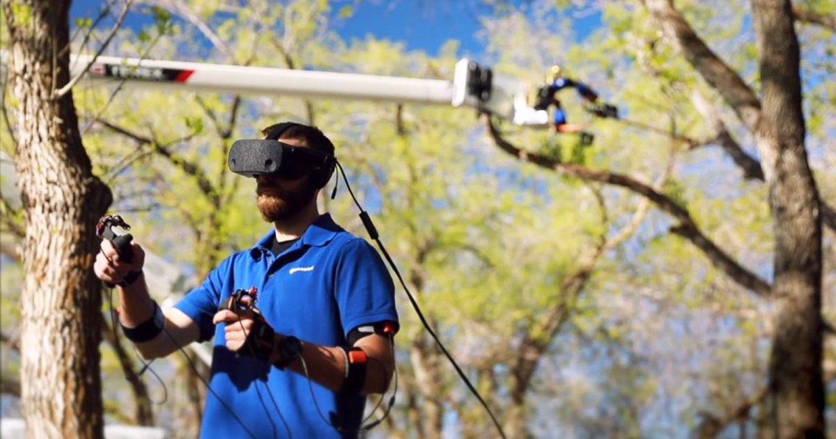 Robot avatar safely trims trees around active power lines
