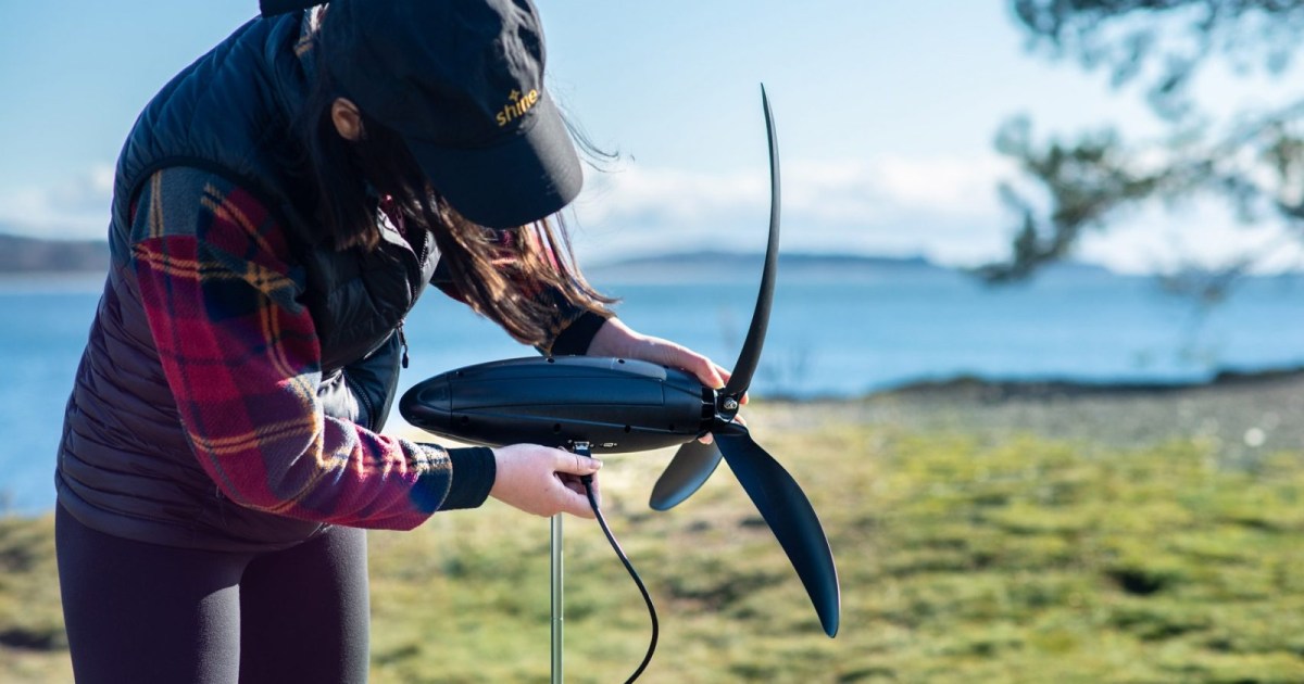 This portable wind turbine folds up and fits in your backpack