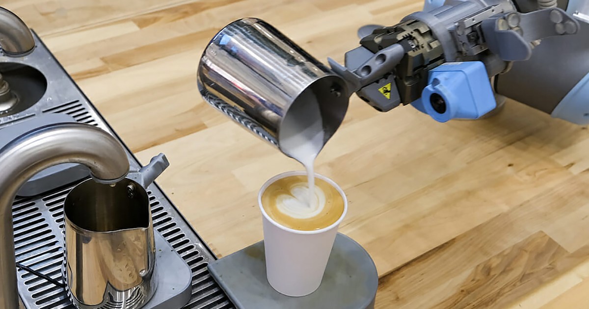 Watch a robot barista create latte art